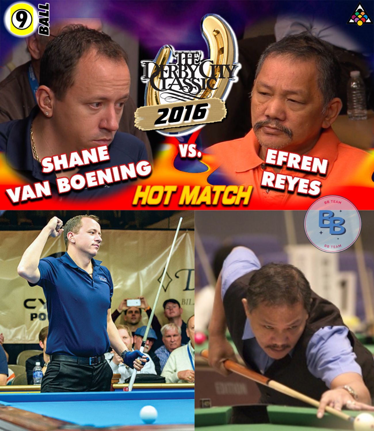 9-BALL: EFREN REYES vs Shane VAN BOENING - 9-BALL DERBY CITY CLASSIC 2016... ang laban na ...